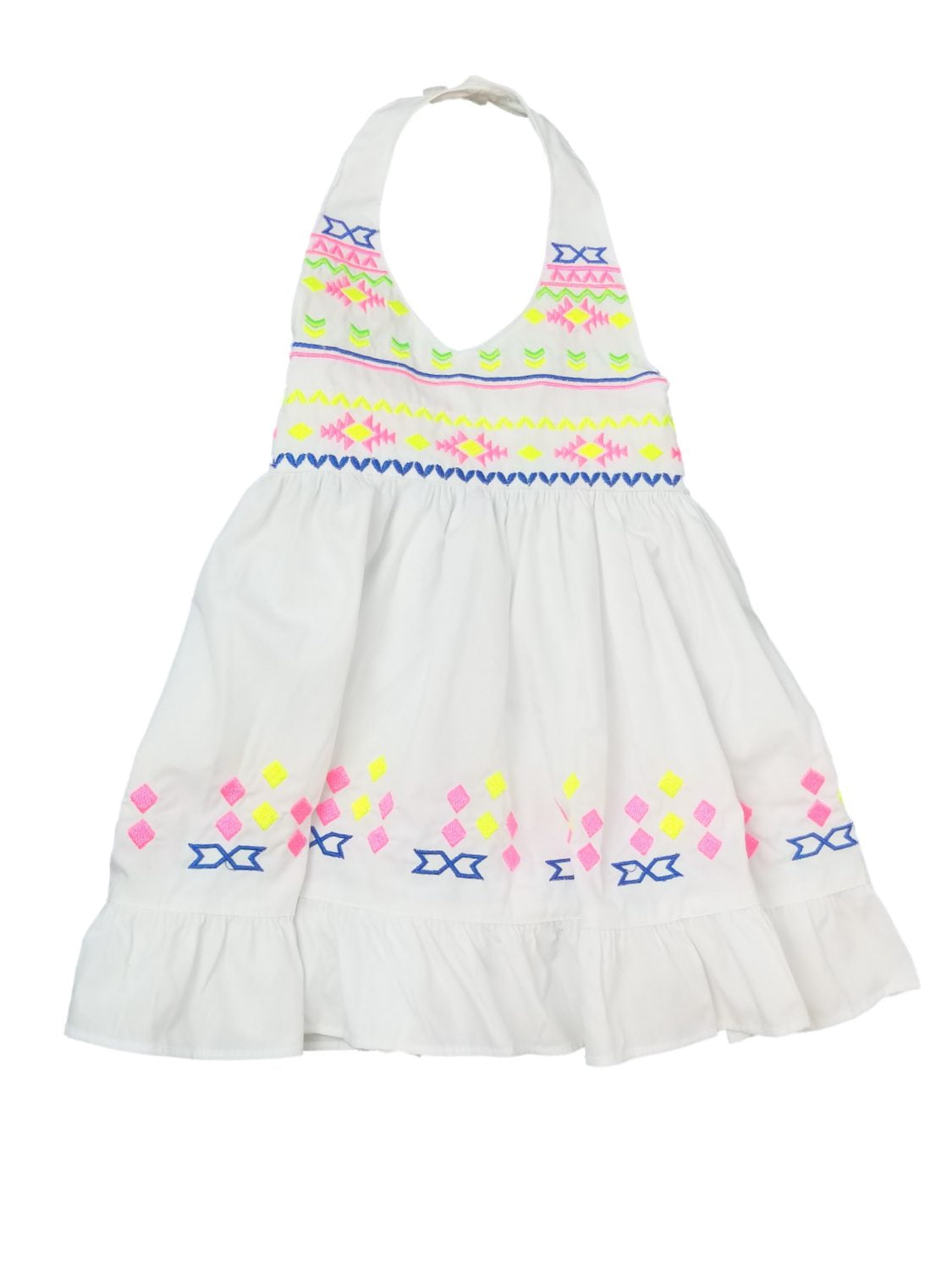 Blueberi Infant & Toddler Girls White Halter Neon Aztec Sundress Sun ...