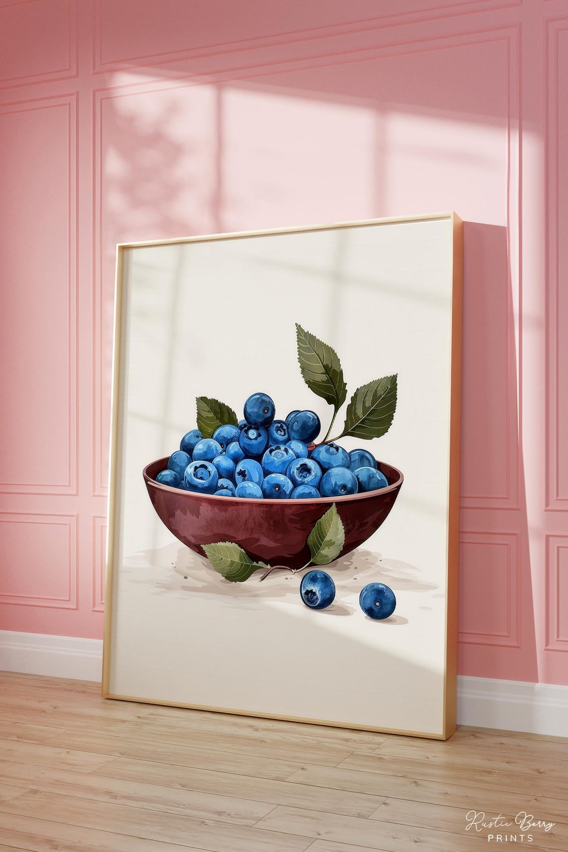 Blueberries Art Print Wall Art Poster Bowl Of Blueberries Fruit Retro ...