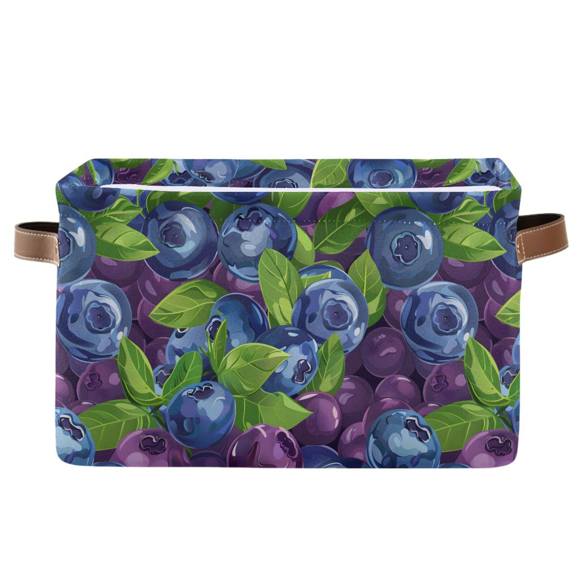 Blueberries Berry Storage Bins with Handle Fabric Organizer Basket ...