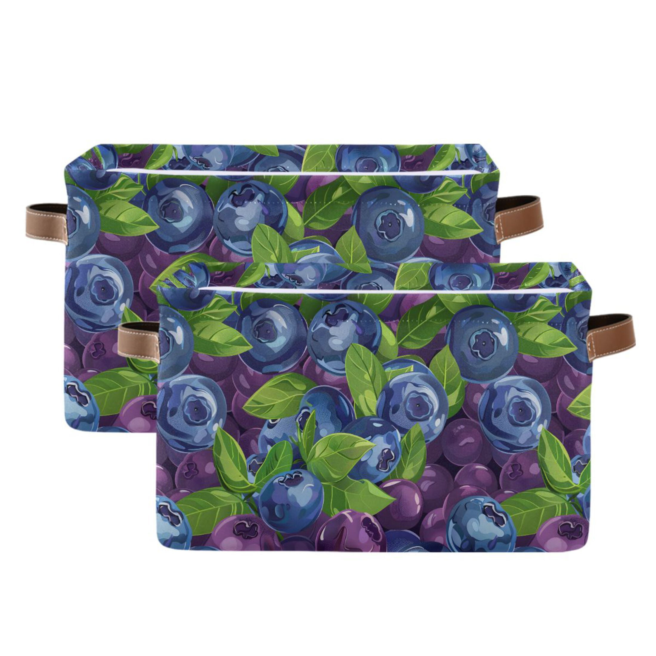 Blueberries Berry Storage Bins with Handle Fabric Organizer Basket ...