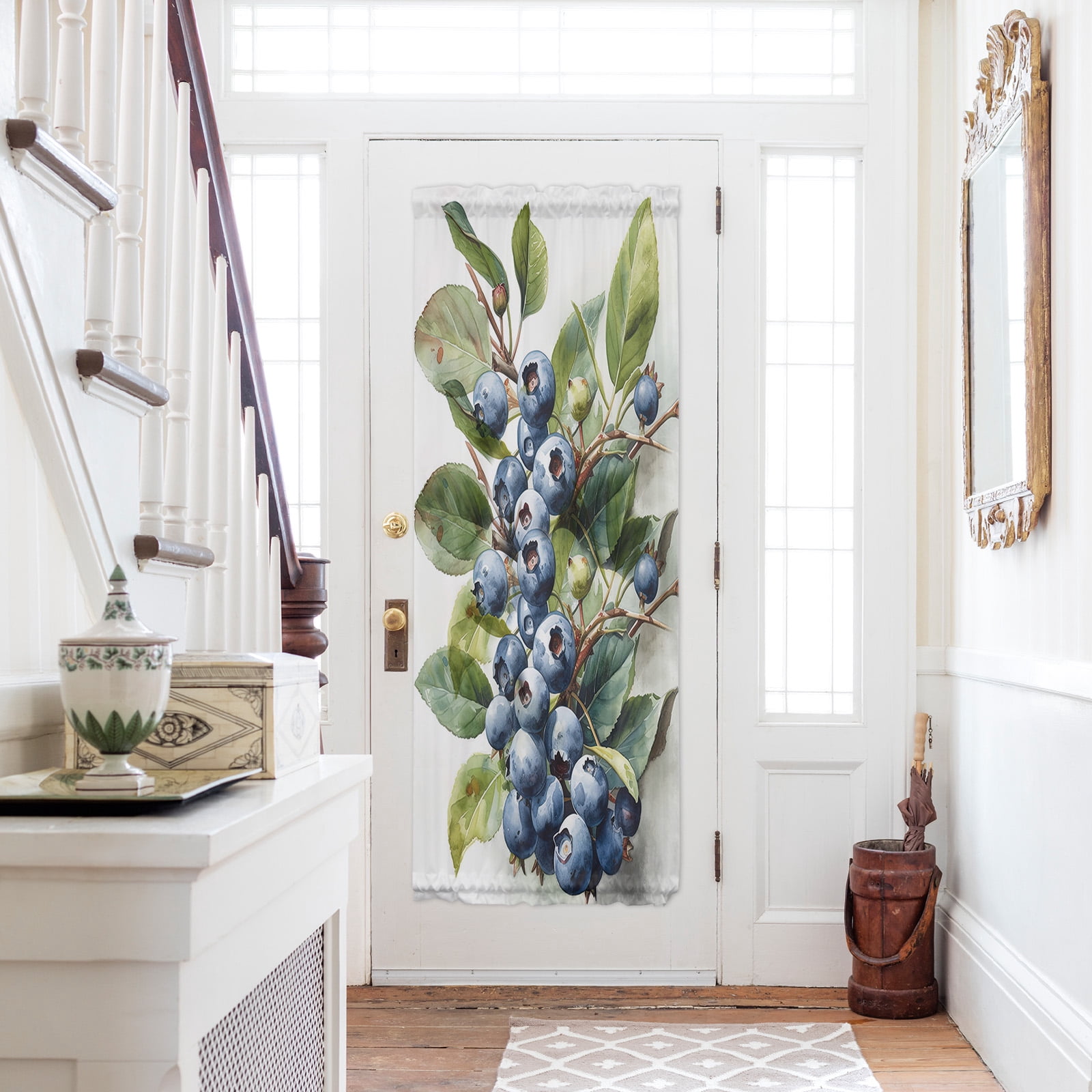Blueberries Door Curtains for Door Window, French Sidelight Front Back ...