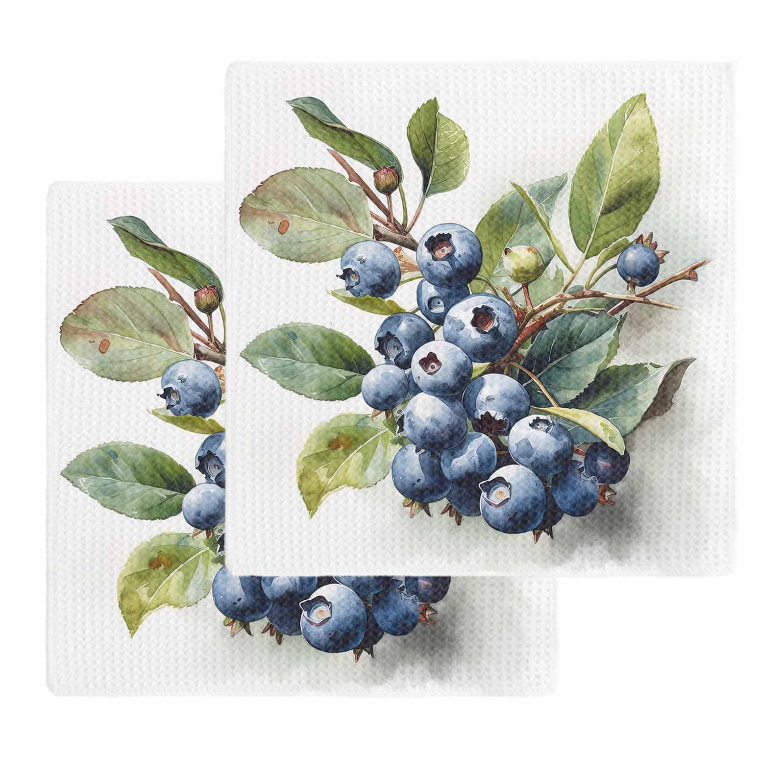 Blueberries Kitchen Dish Towels for Drying Dishes Set of 2, Farmhouse ...
