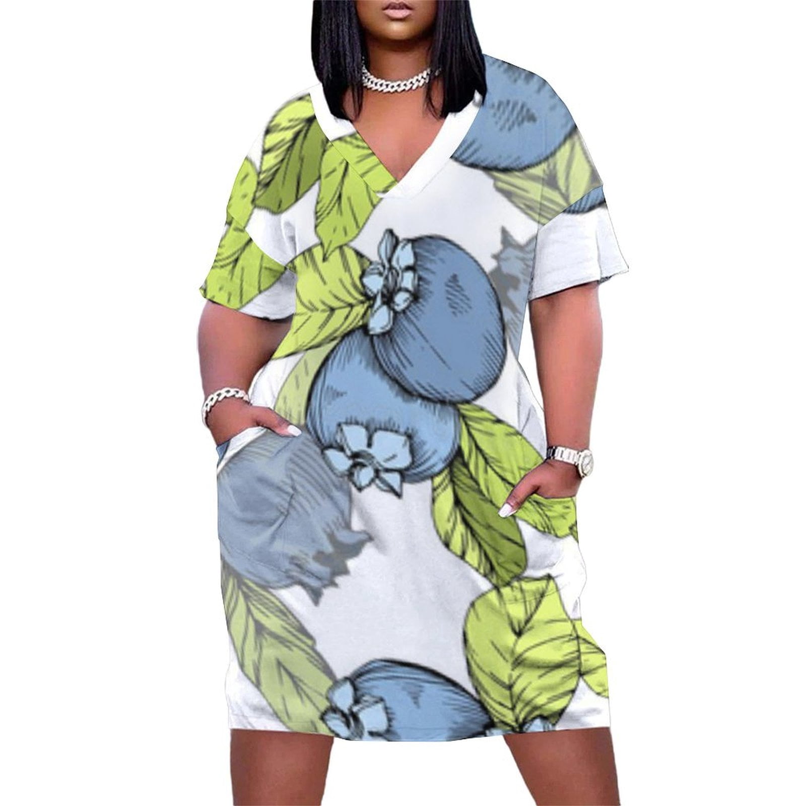 Blueberries Leaves Seamless Pattern Background Summer Dresses for Women ...