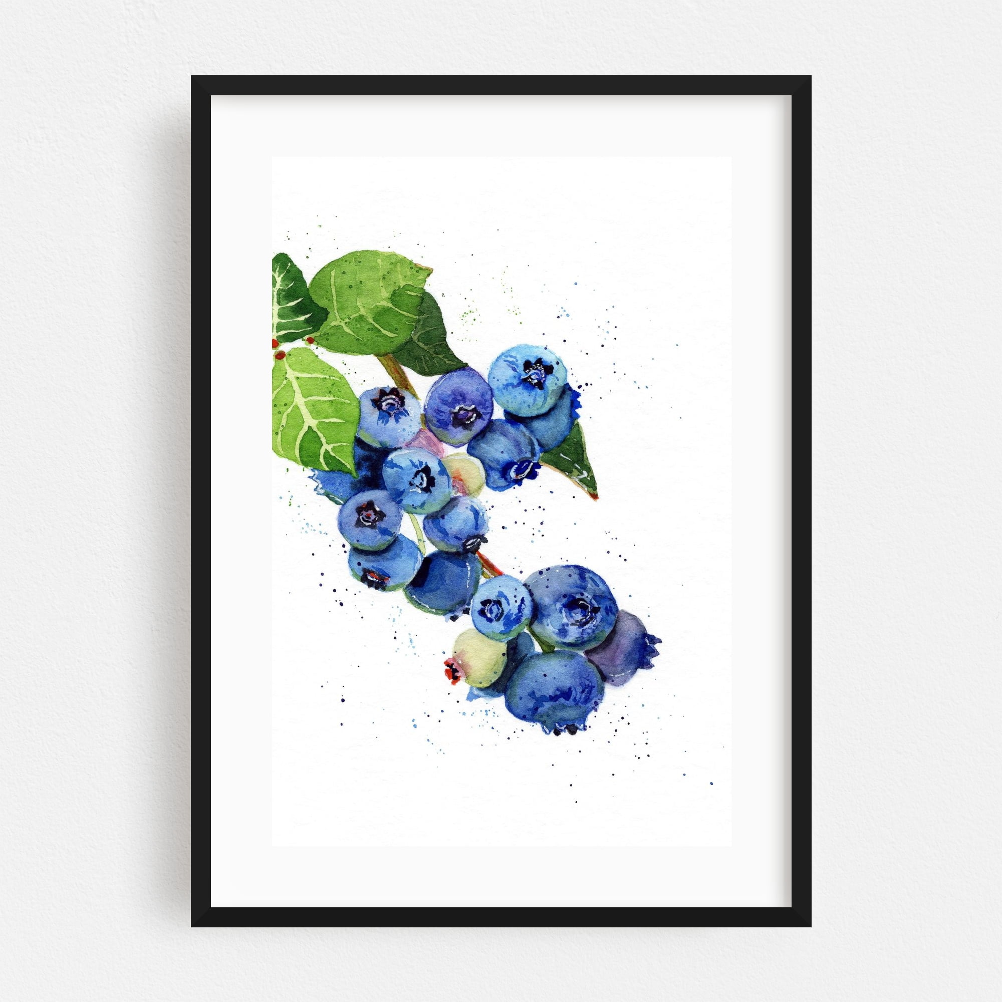 Blueberries - Painting Watercolor Fruit Botanical Illustration Floral ...