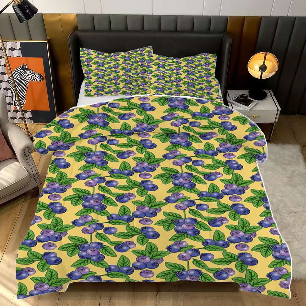 Blueberries Pattern Comforter Set Queen Size Bedding Set For Travl ...