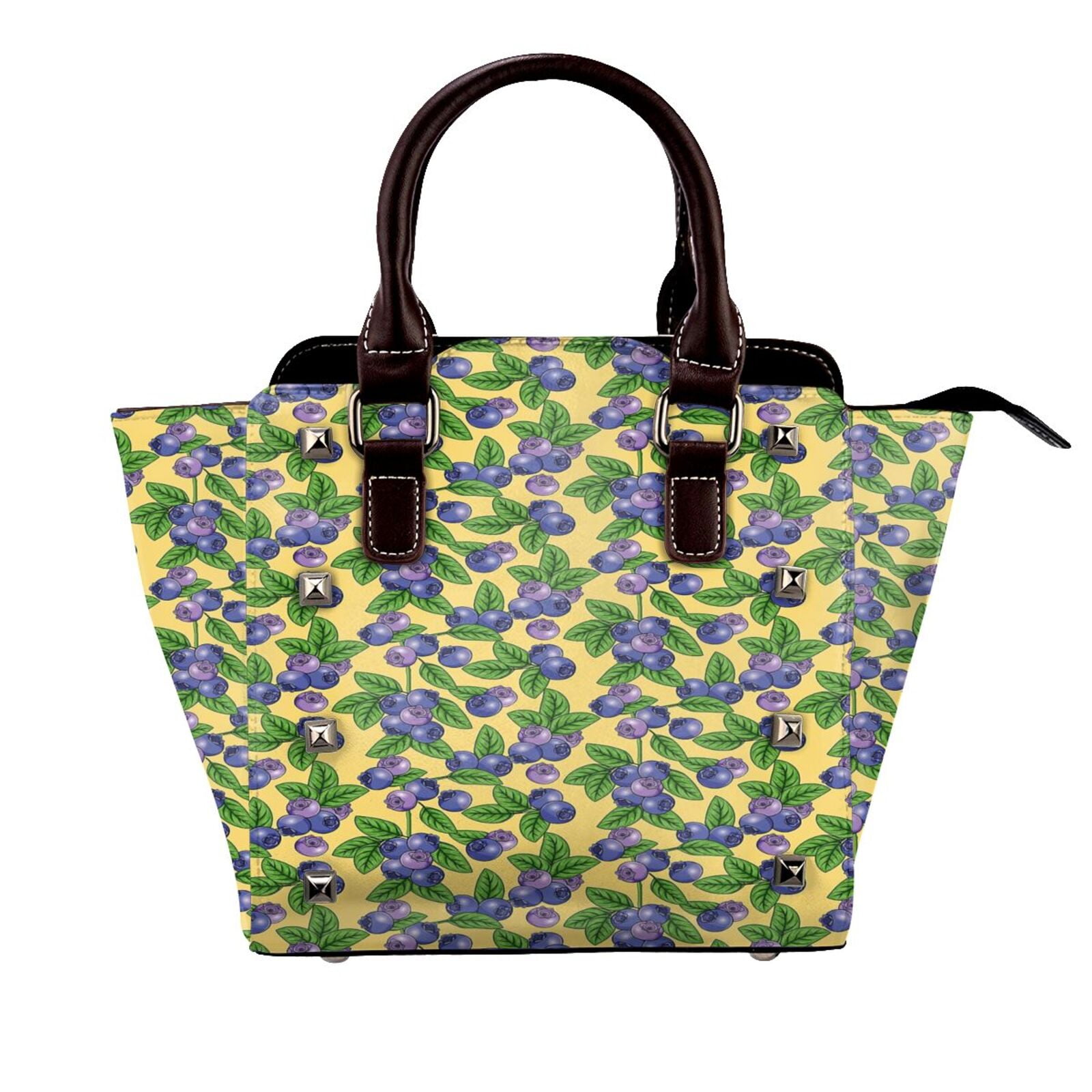 Blueberries Pattern Rivet Fashion One-Shoulder Women's Handbag Tote Bag ...