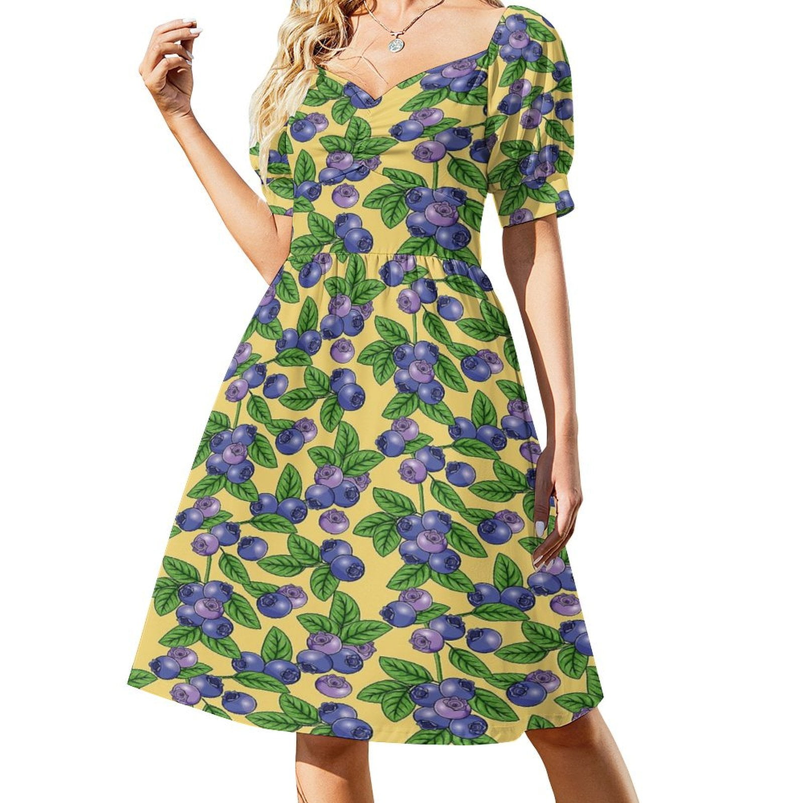 Blueberries Pattern Short Sleeve Dress Clothes Women's Summer Dress ...