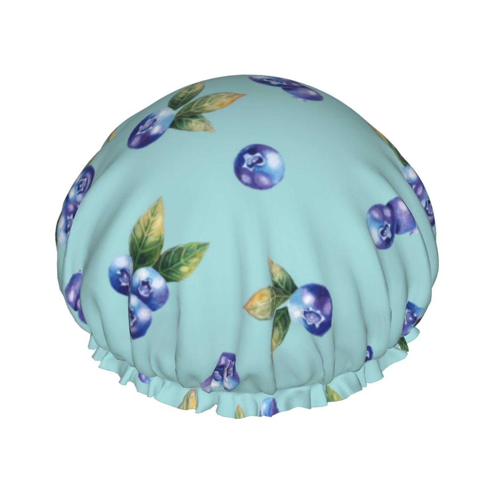 Blueberries Print blue Shower Cap for Women, Double Waterproof Layers ...