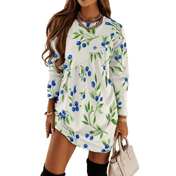 Blueberries Seamless Pattern Repeat Design Loose Dress Evening Dress ...