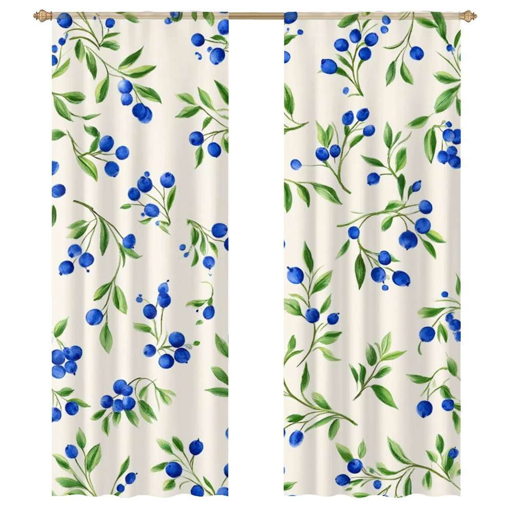 Blueberries Seamless Pattern Repeat Design Modern Tulle Window Curtains ...