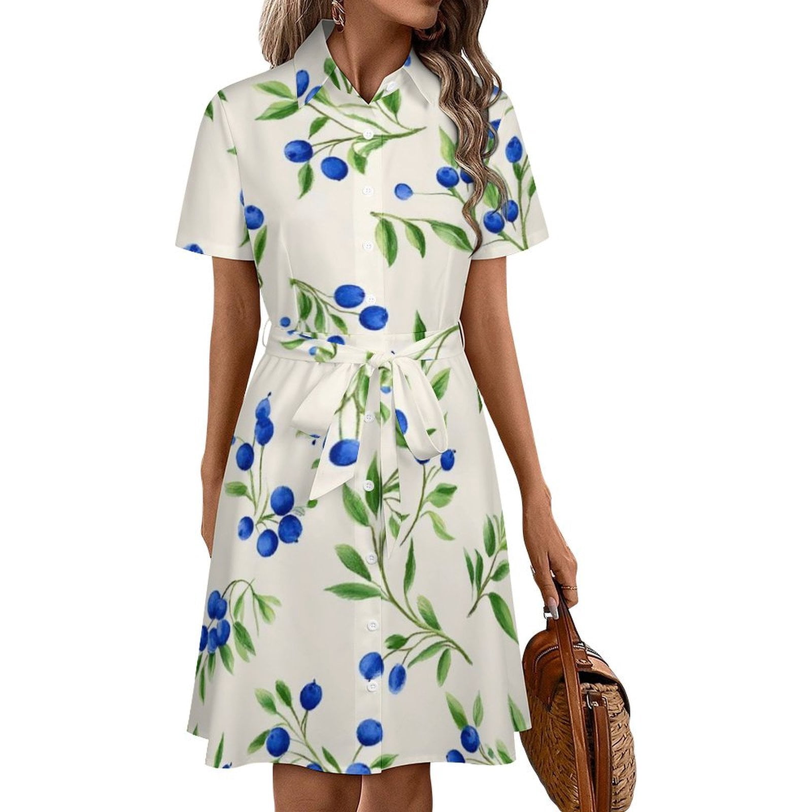 Blueberries Seamless Pattern Repeat Design Womens Shirt Dresses Women'S ...