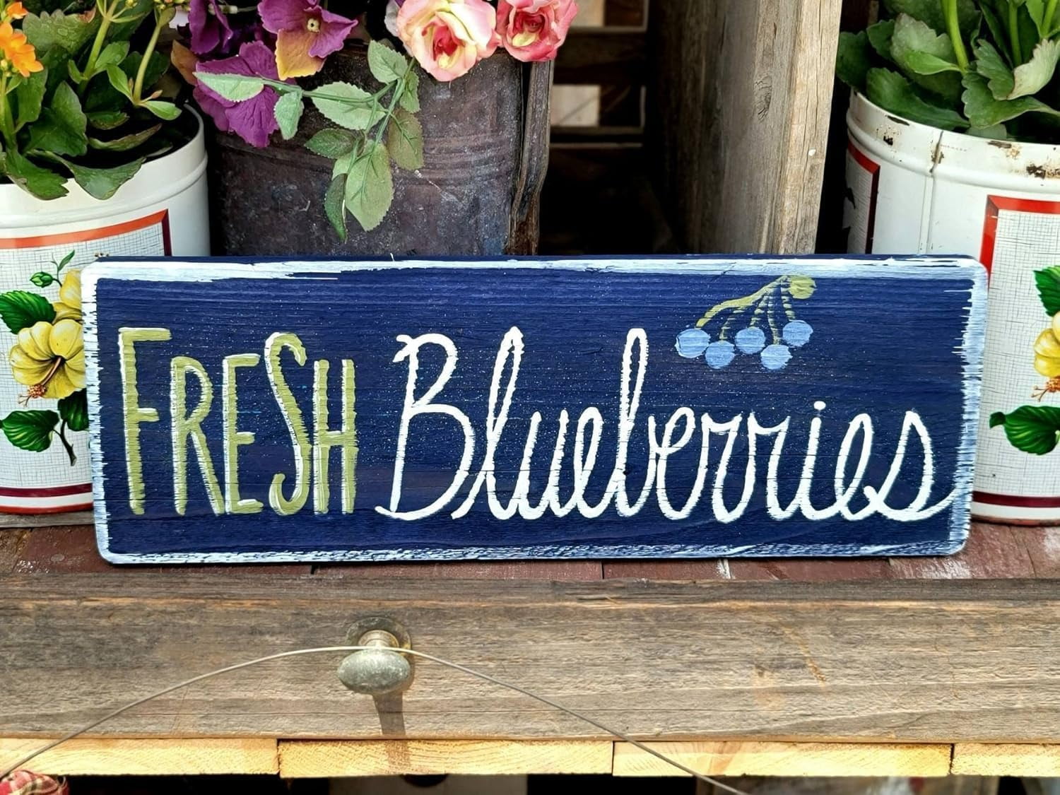 Blueberries Sign,Outdoor Sign for Home,Outdoor Wood Sign,Primitive ...