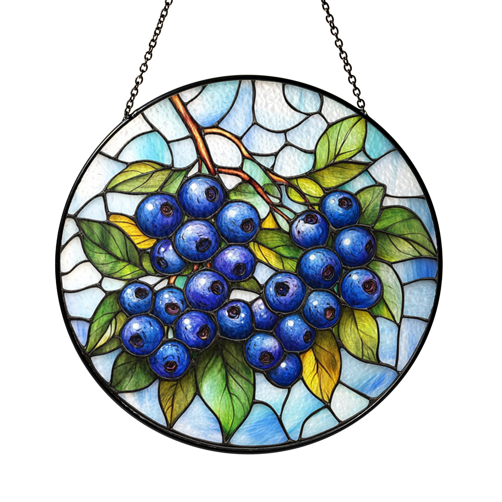 Blueberries Stained Glass Style Suncatcher, Decorative Fruit Window ...