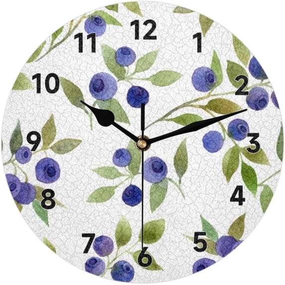 Blueberries Wall Clock 10 Inch Silent Non Ticking Battery Operated Easy ...