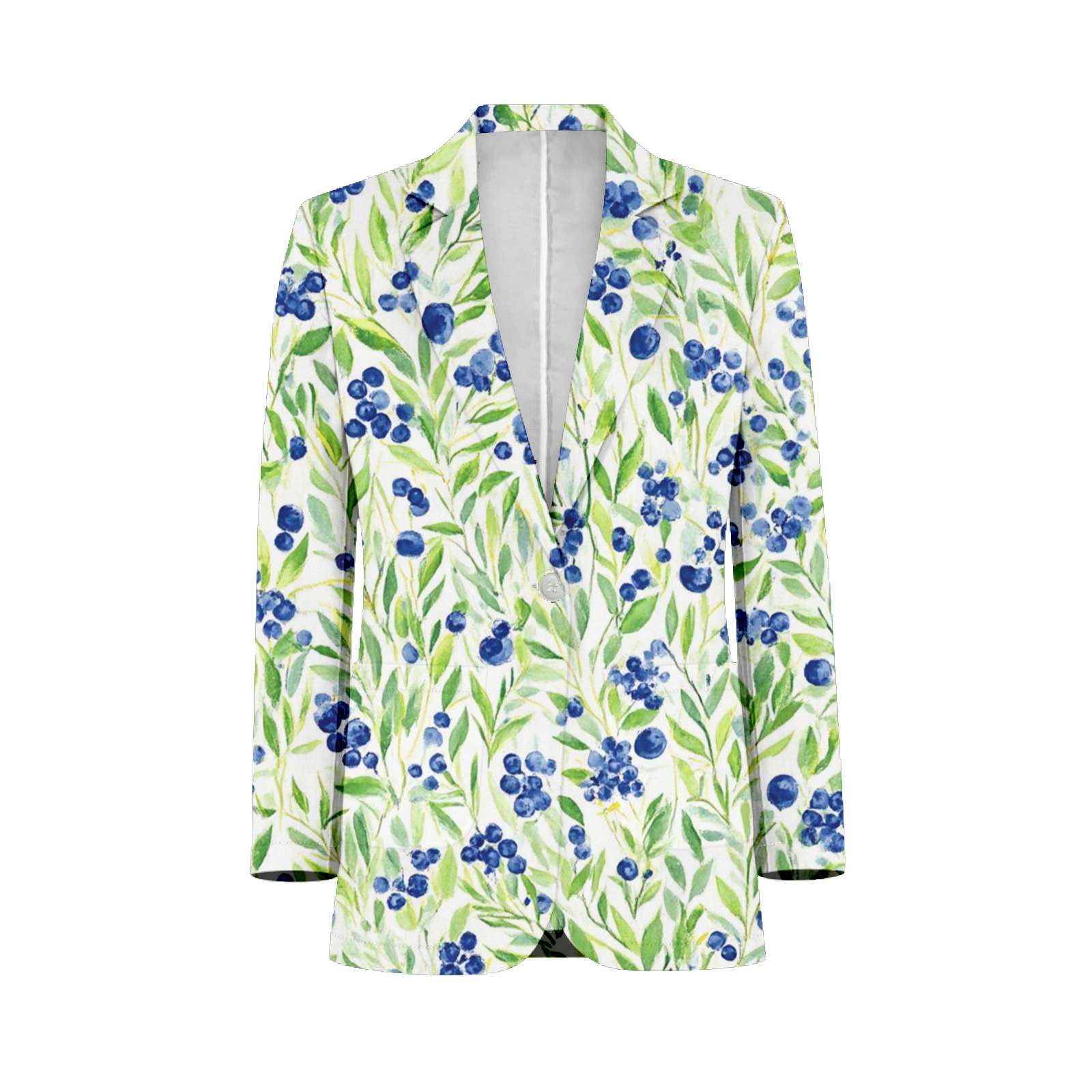 Blueberries Watercolor Leafy Pattern Design Men Blazers Slim Clothing ...