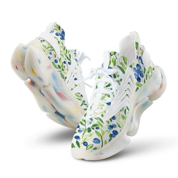Blueberries Watercolor Leafy Pattern Walking Shoes for Men Woman ...