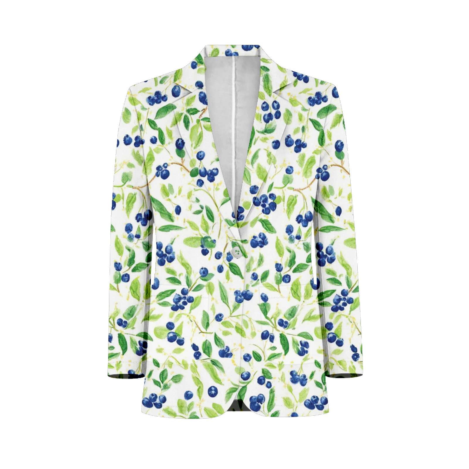 Blueberries White Background Green Leaves Customized Men's Suits full ...