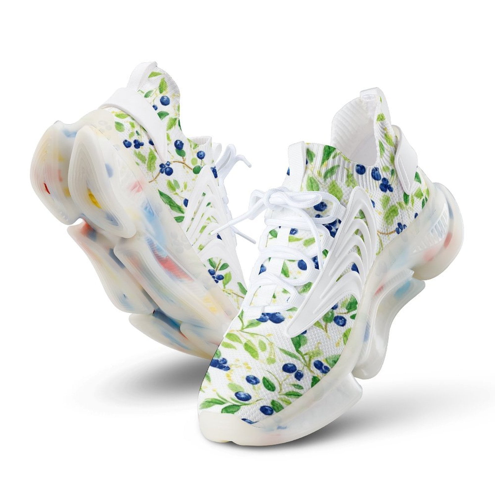 Blueberries White Background Green Leaves Walking Shoes for Men Woman ...