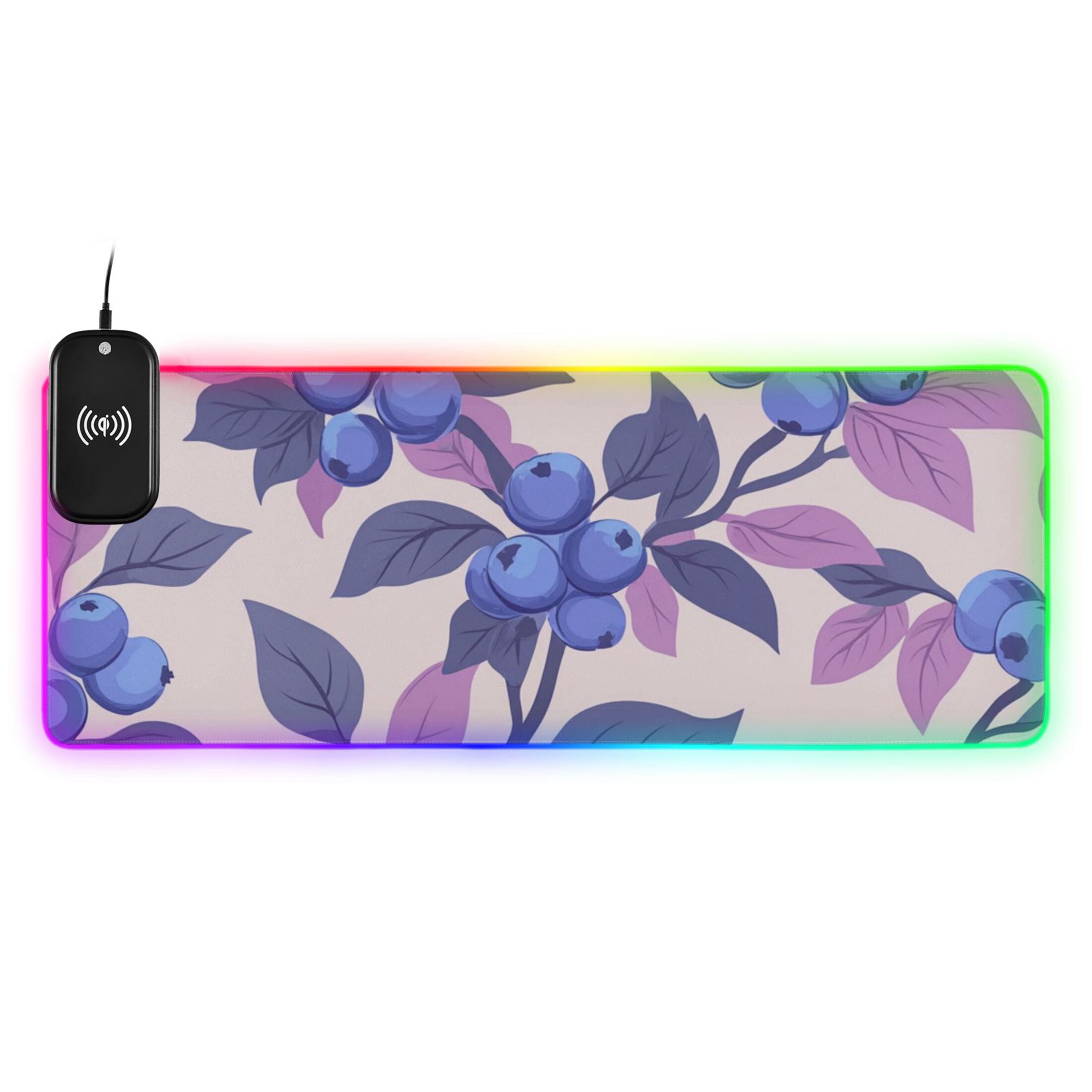 Blueberries and Branches Wireless Charging RGB Gaming Mouse Pad Large ...