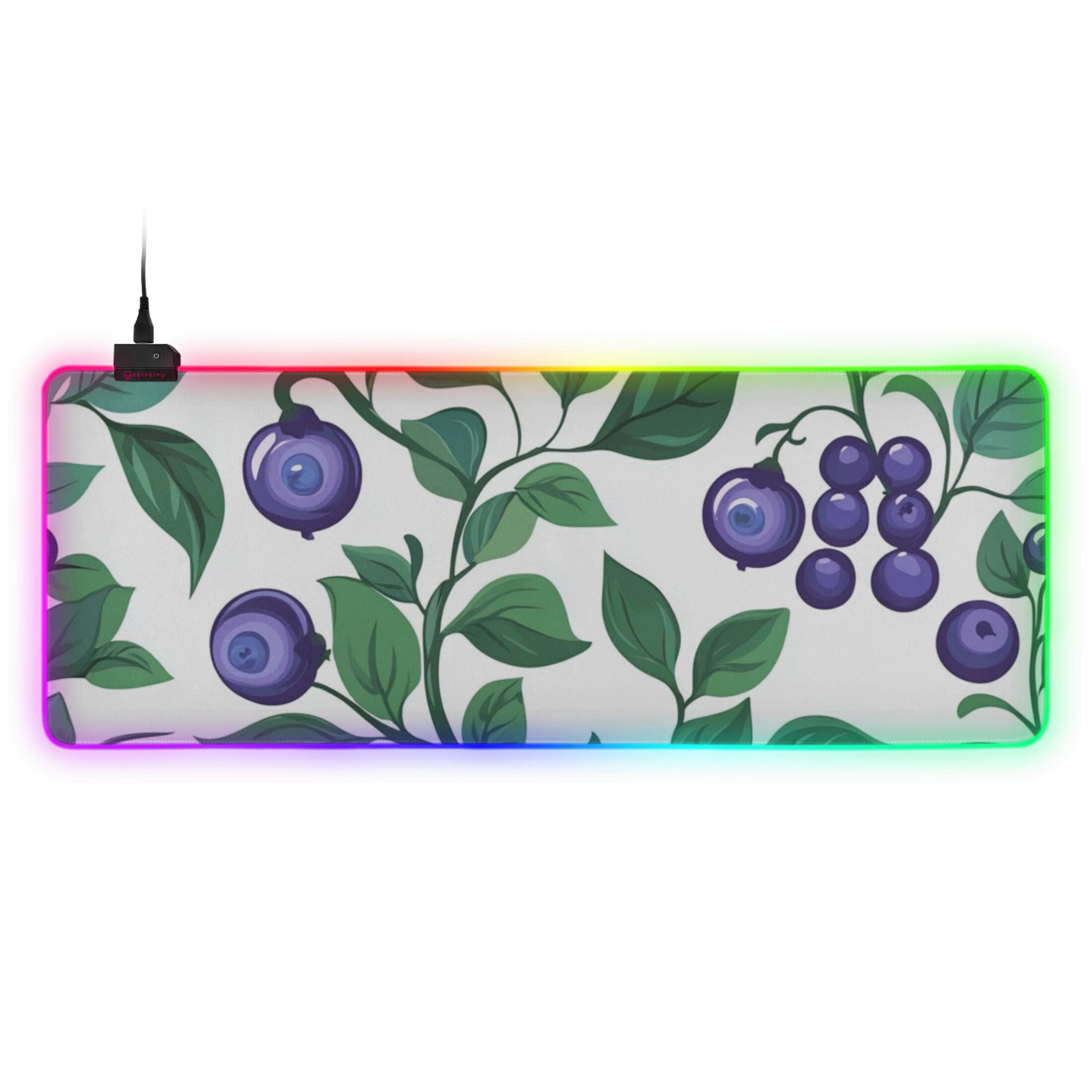 Blueberries and Greens RGB Gaming Mouse Pad Large Keyboard Mat Rubber ...