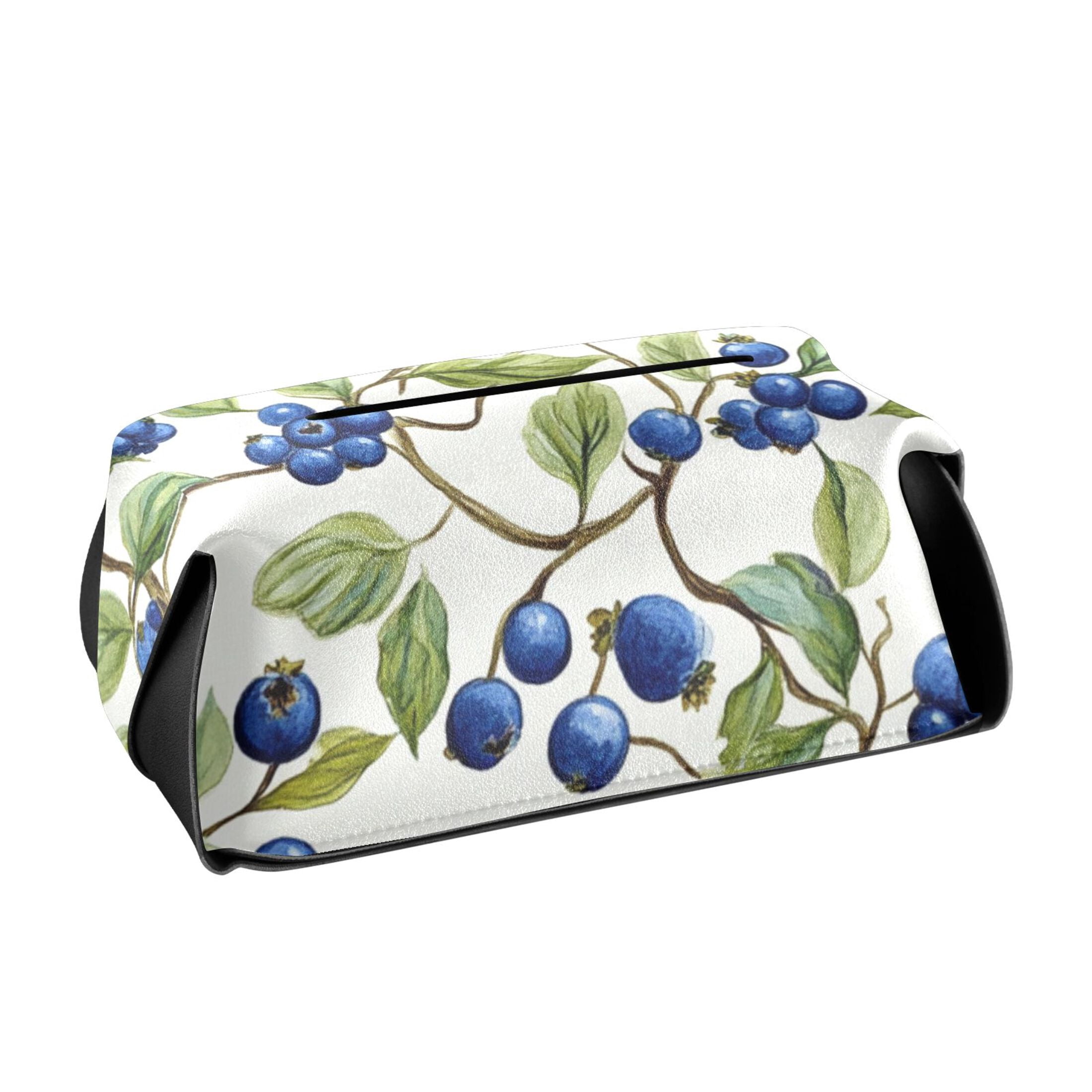 Blueberries and Greens Tissue Box Cover Leather Square Rectangle Tissue ...