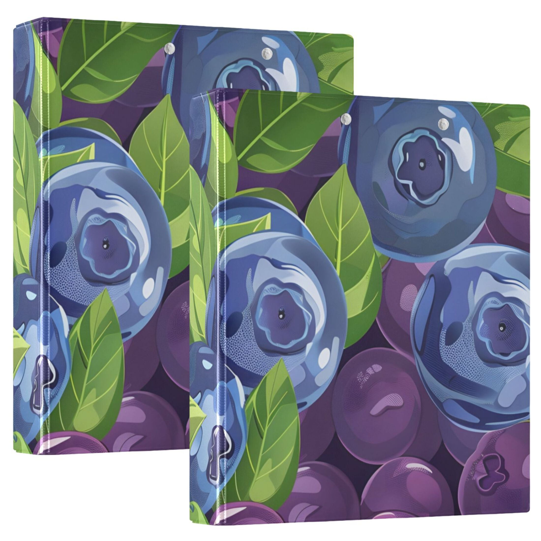 Blueberries and Leaves 3 Ring Binders 1.5 inch Hardcover File Folders ...