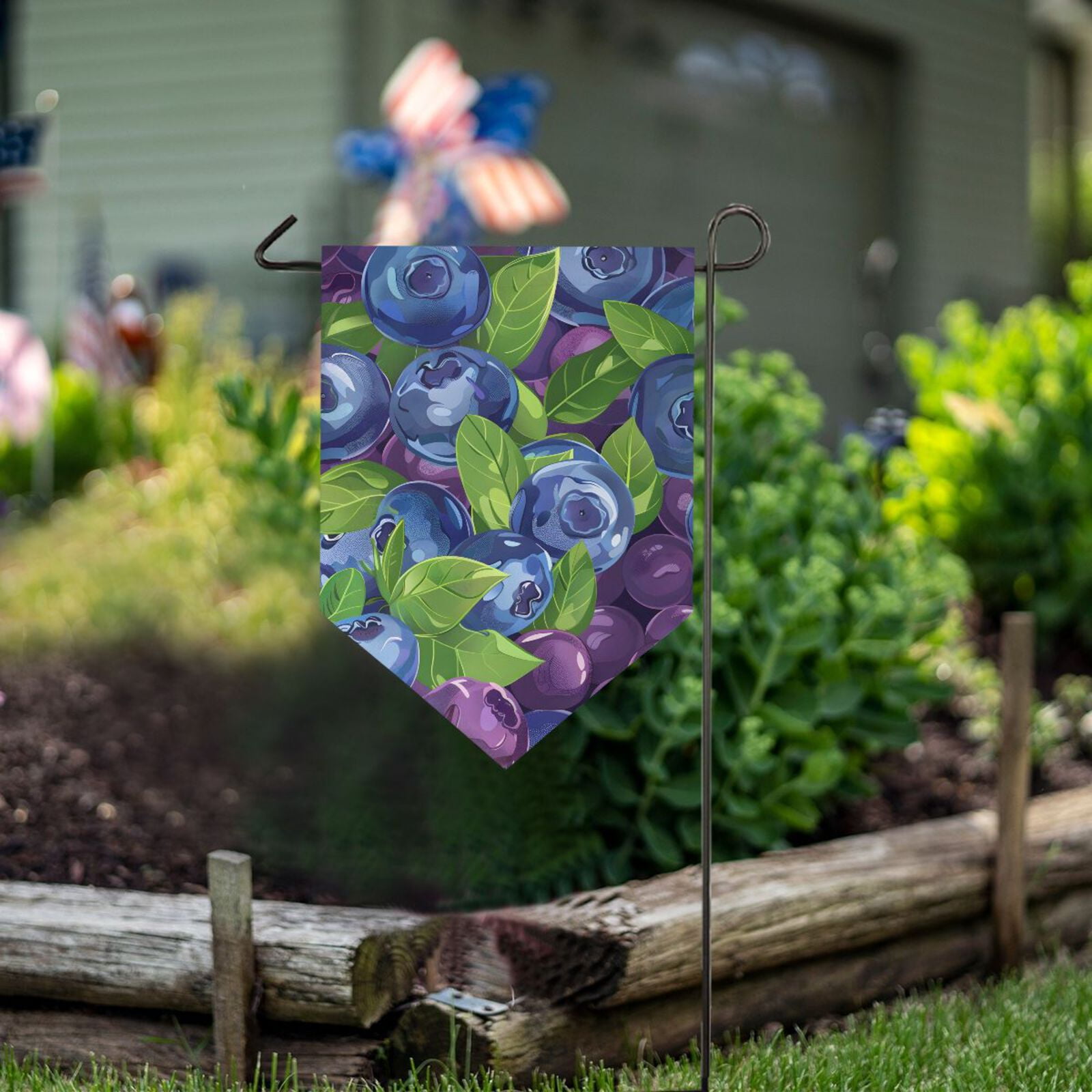Blueberries and Leaves Garden Flag 18" x 12.5" Double Sided Yard Lawn ...