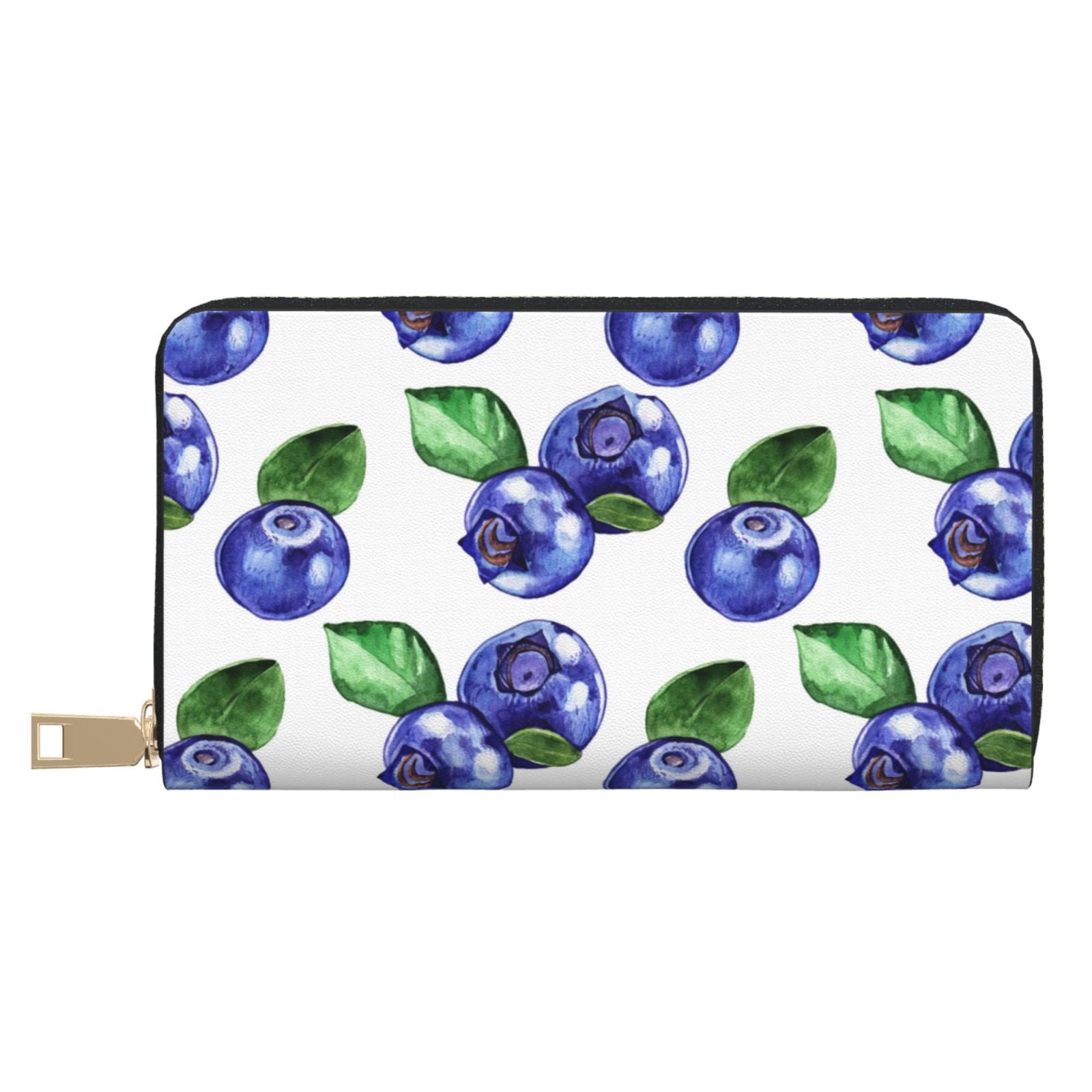 Blueberries berry Print Wallet Women, Leather Bifold Multi Card Wallet ...