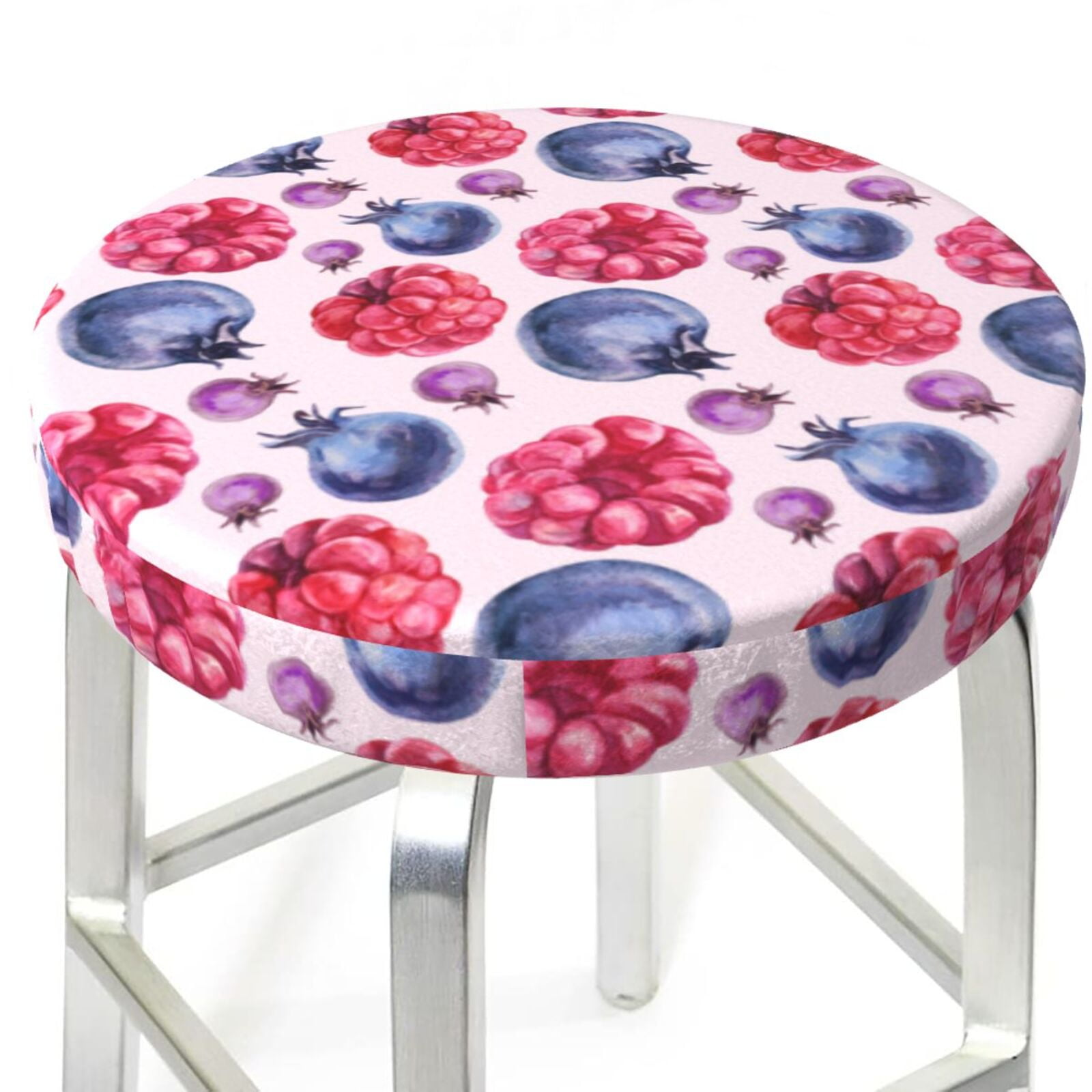 Blueberries berry pattern Bar Stool Covers - Stretch Round Seat Covers ...