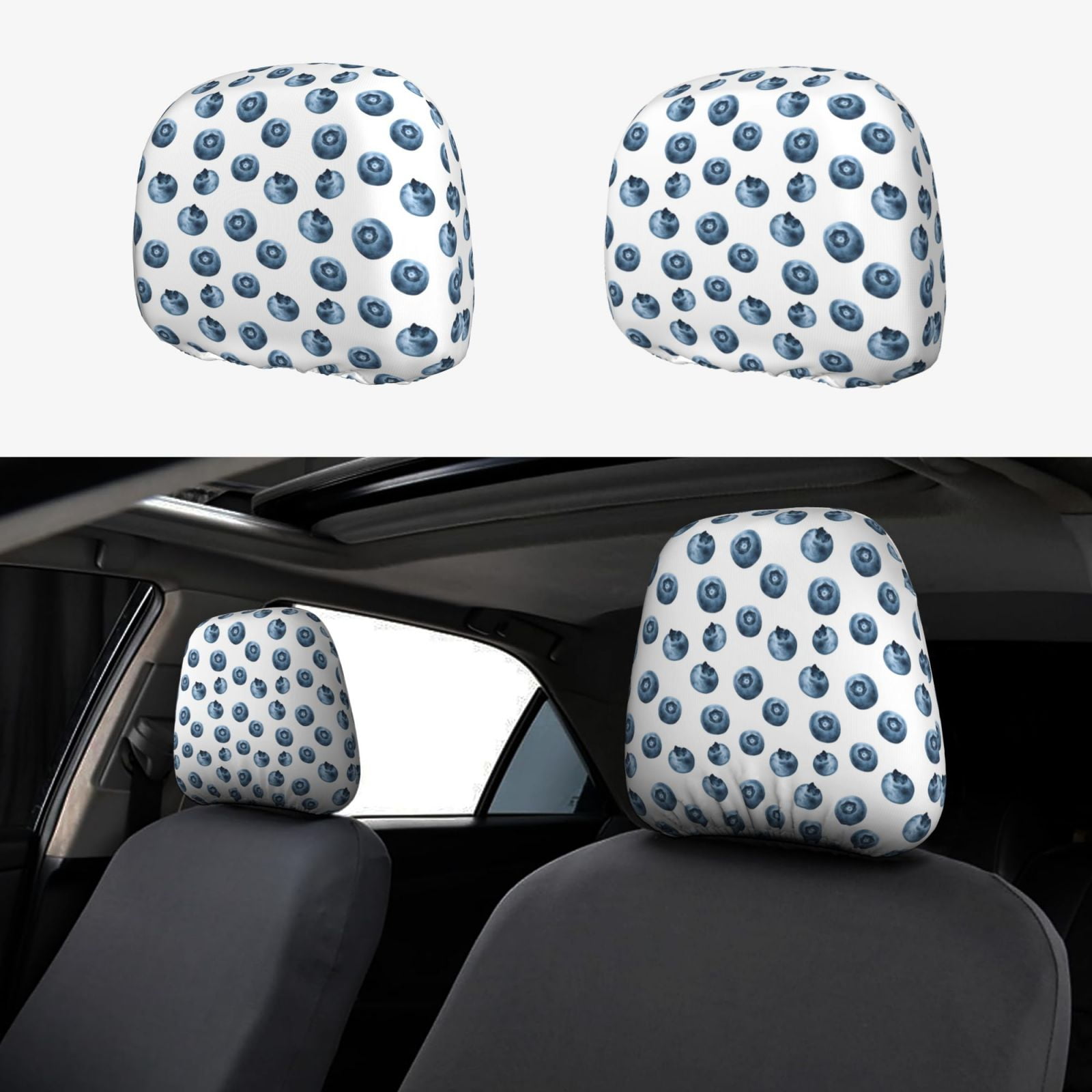 Blueberries cute Print Headrest Cover for Cars, 2Pack Car Headrest ...
