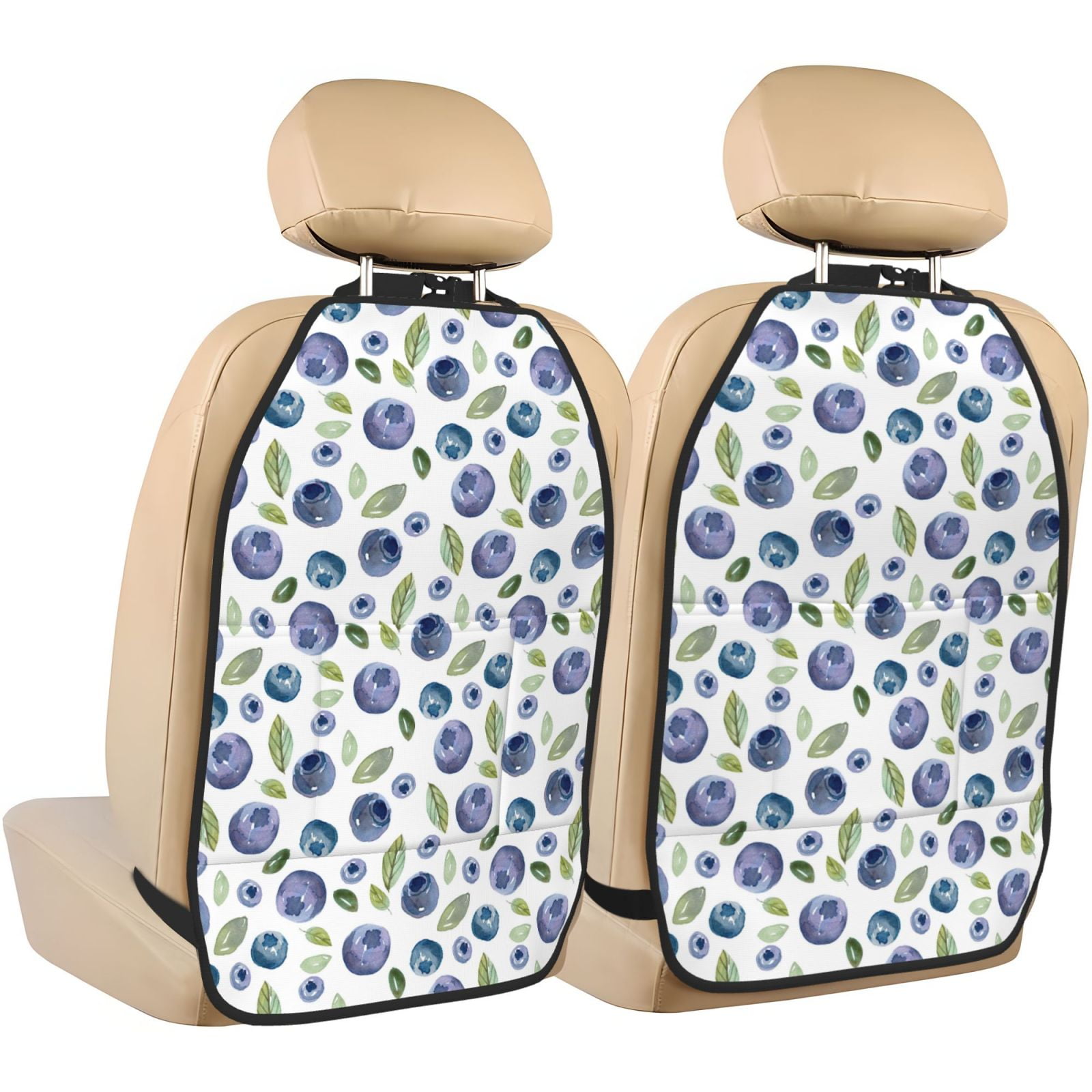 Blueberries funny Backseat Car Organizer, 2 Pack Kick Mats Back Seat ...