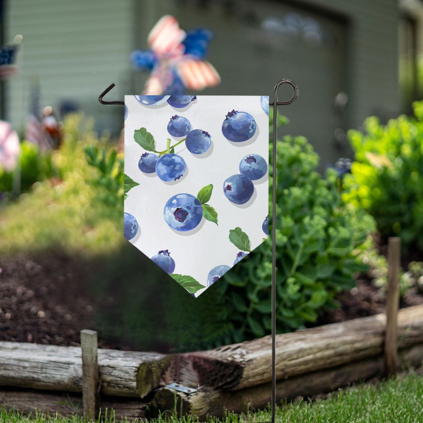 Blueberries in White Garden Flag 18" x 12.5" Double Sided Yard Lawn ...