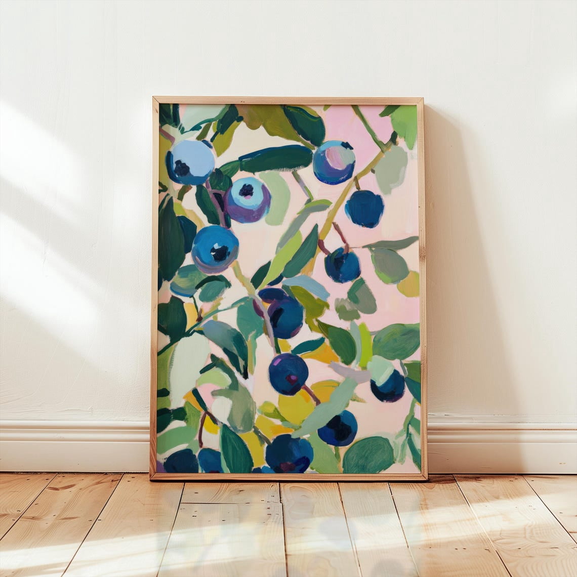 Blueberry Botanical Fruit Print, Vibrant Kitchen Decor, Unframed Paper ...