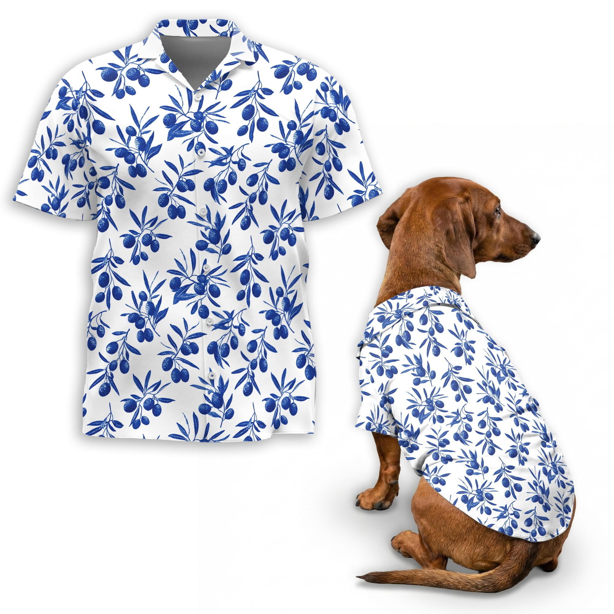 Blueberry Botanical Matching Hawaiian Shirt for Owner and Dog ...