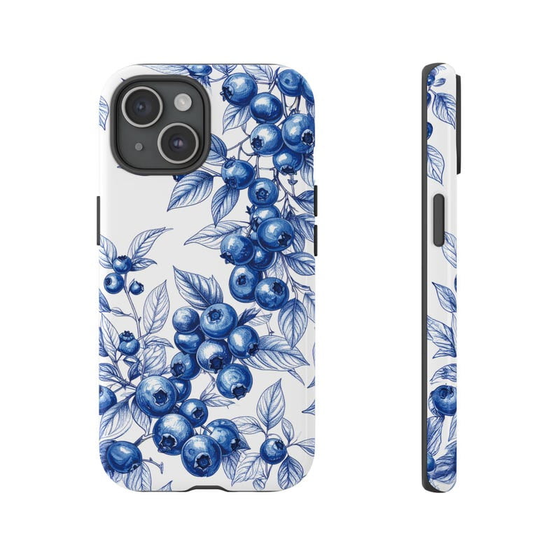 Blueberry Botanical Phone Case – Fruit Nature Inspired Art iPhone 11–17 ...