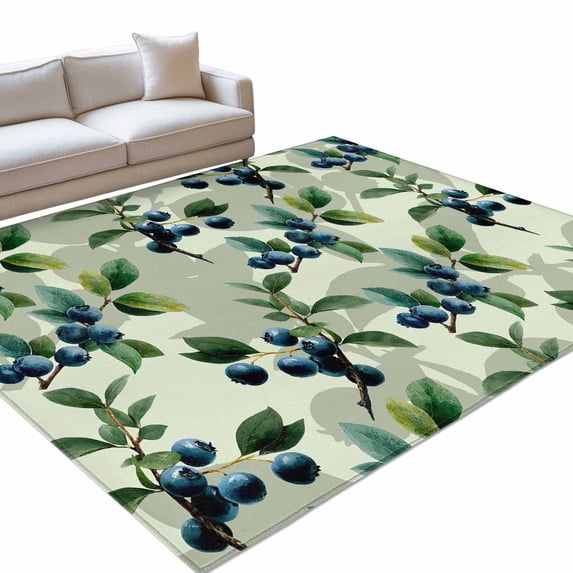 Blueberry Botanical Washable Rug 3x5 Area Rug for Living Room Bedroom ...