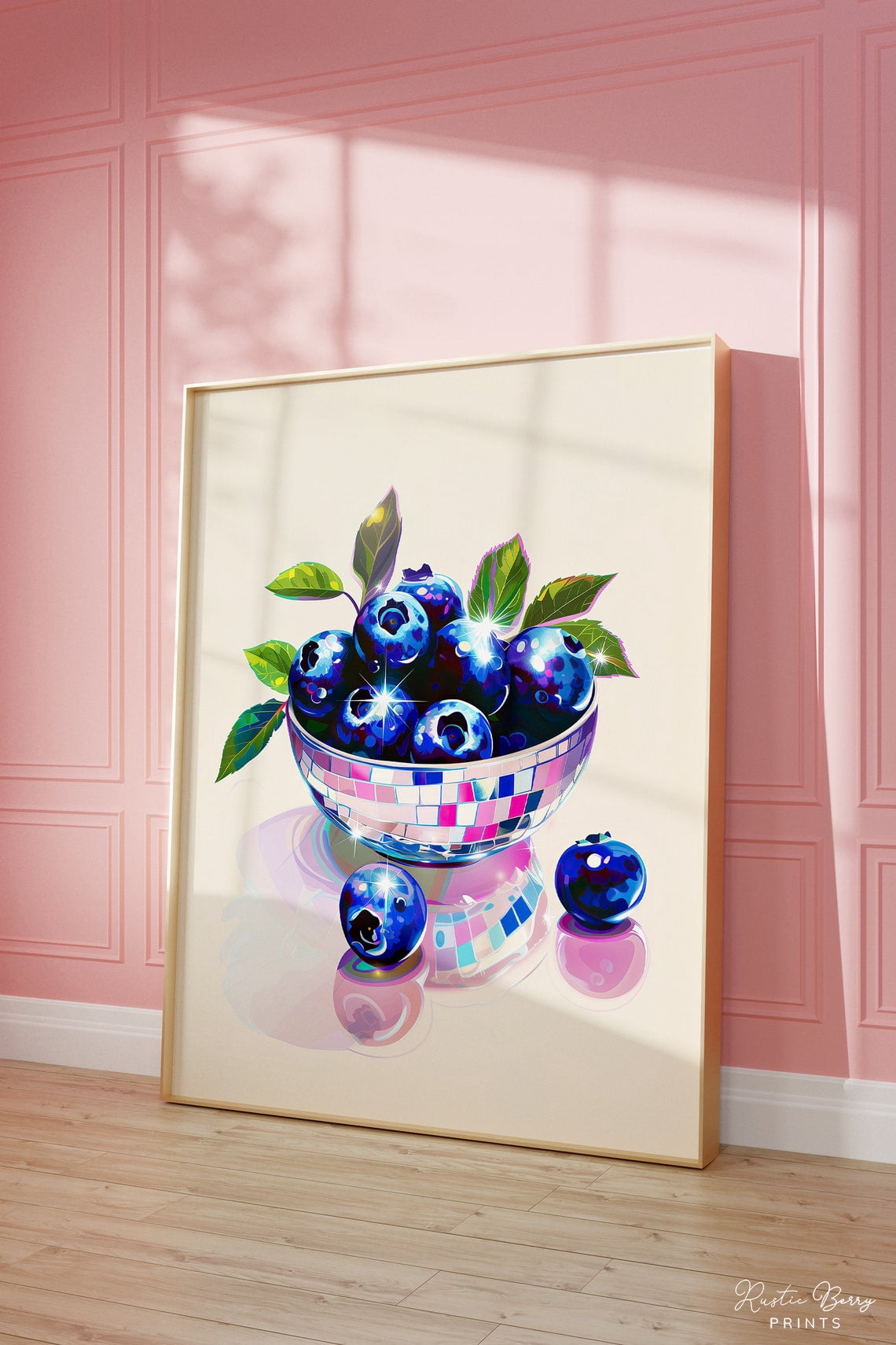 Blueberry Bowl Poster Glam Kitchen Wall Art Fruit Decor, Unframed Paper ...