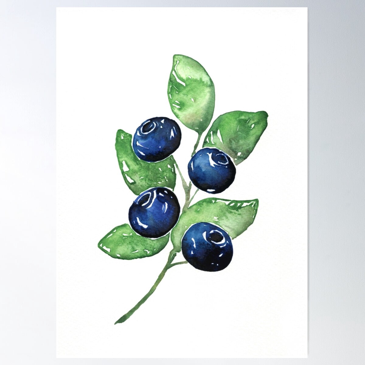Blueberry Branch Poster Wall Art Modern Wall Decor For Living Room ...