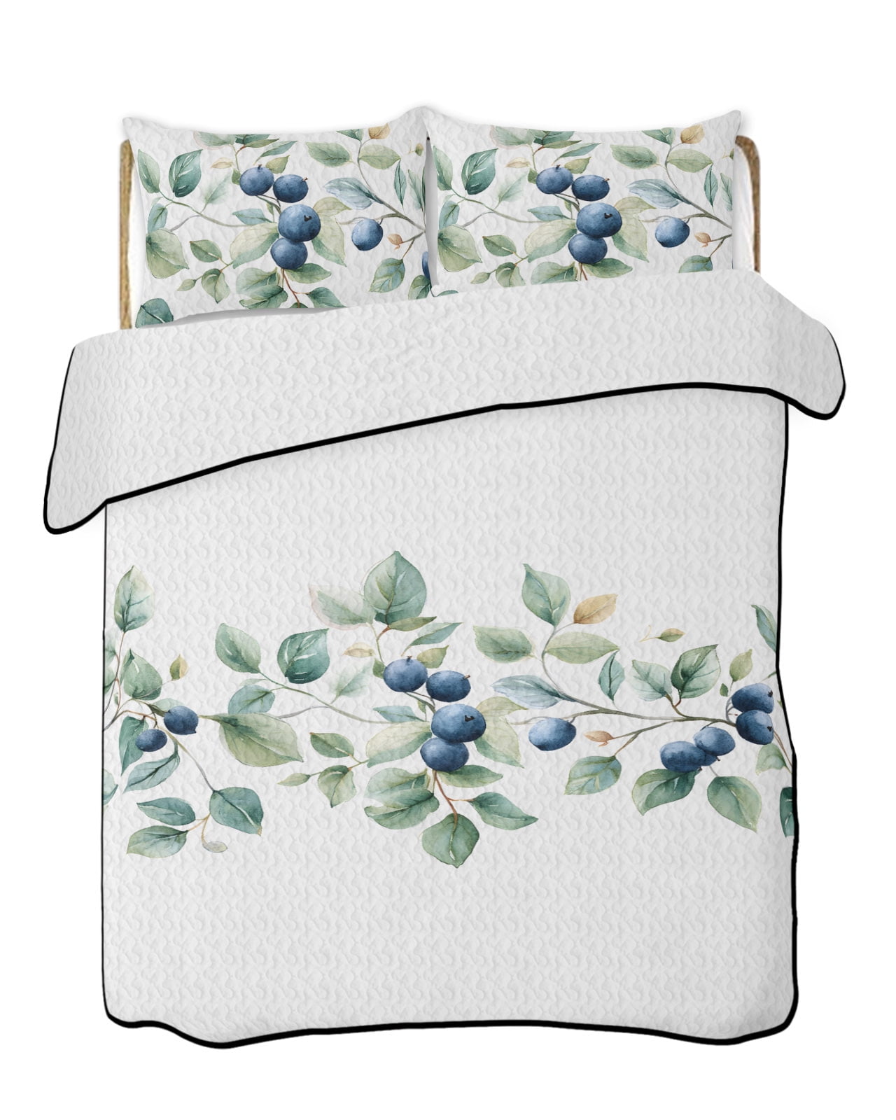 Blueberry Branch Quilts Bedding Set Queen Size Spring Green Leaf ...