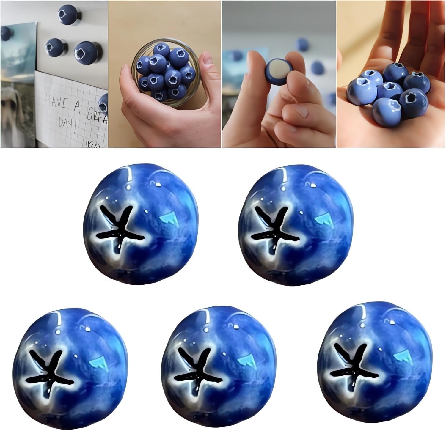 Blueberry Ceramic Fridge Magnets, 2026 New Cute Mini Ceramic Magnet for ...