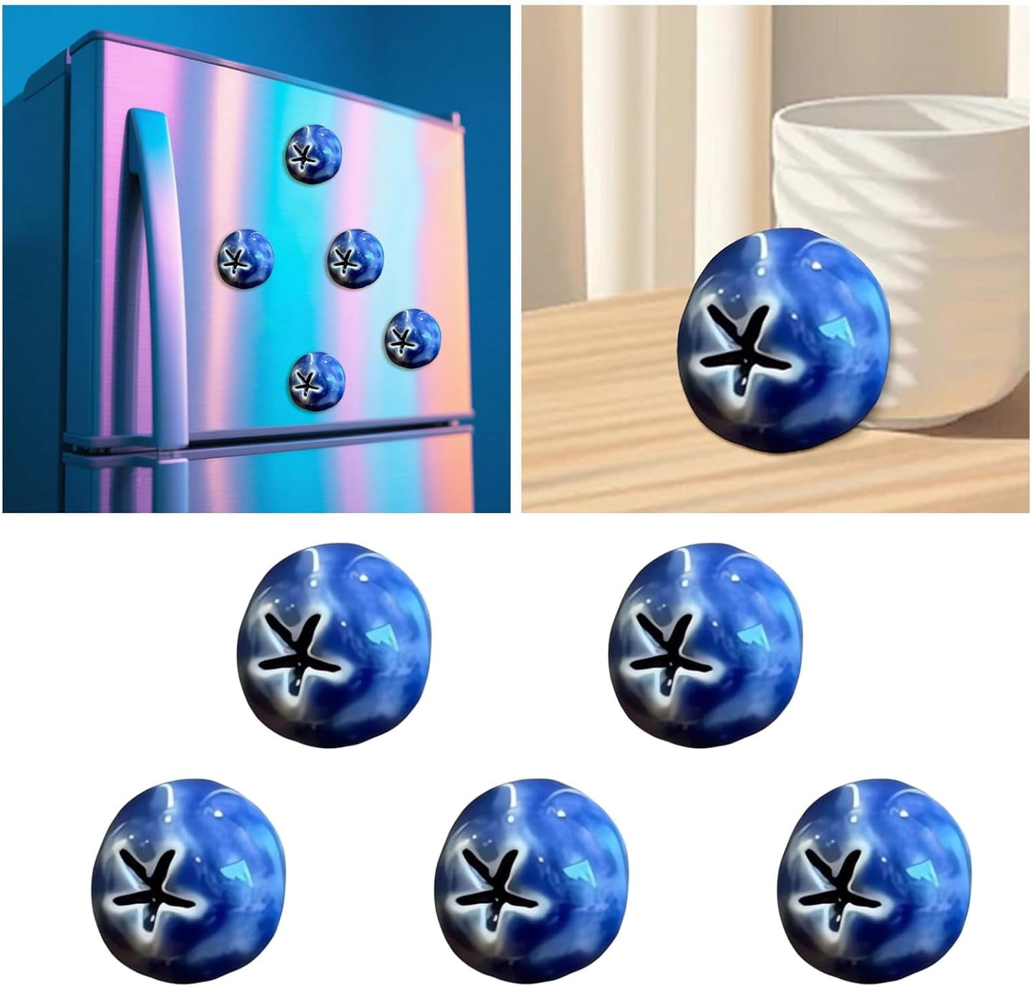 Blueberry Ceramic Fridge Magnets，2026 New Mini 3D Resin Fruit Magnets ...