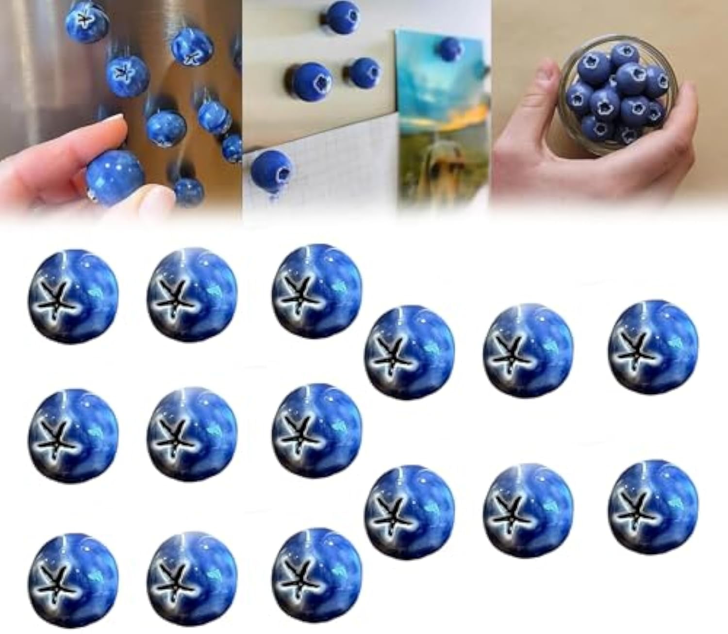 Blueberry Ceramic Fridge Magnets,3D Resin Small Blueberries ...