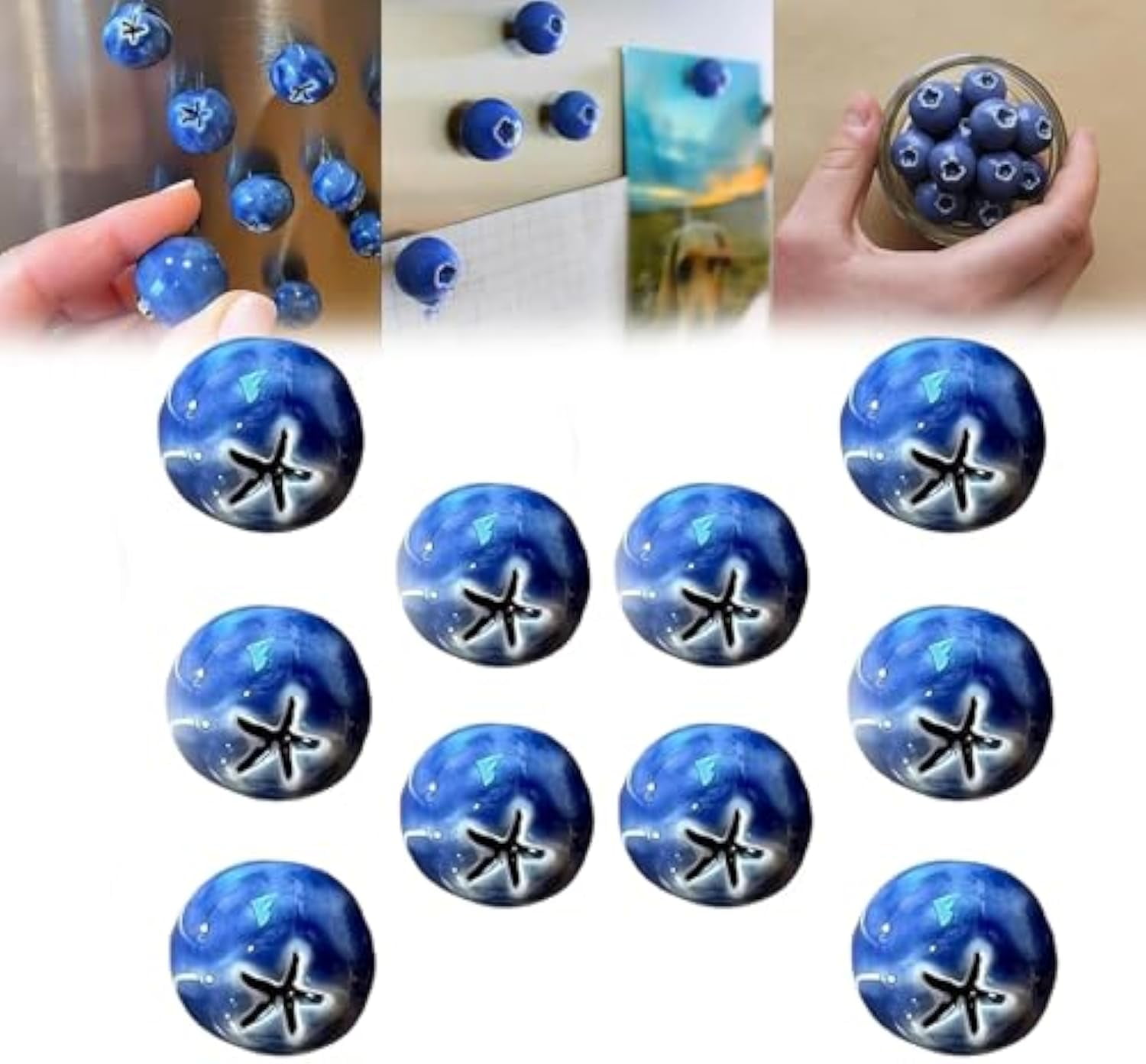 Blueberry Ceramic Fridge Magnets,3D Resin Small Blueberries ...
