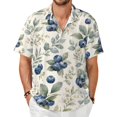 Blueberry Floral Men's Shirts Short-Sleeved with All-Over Prints Button ...