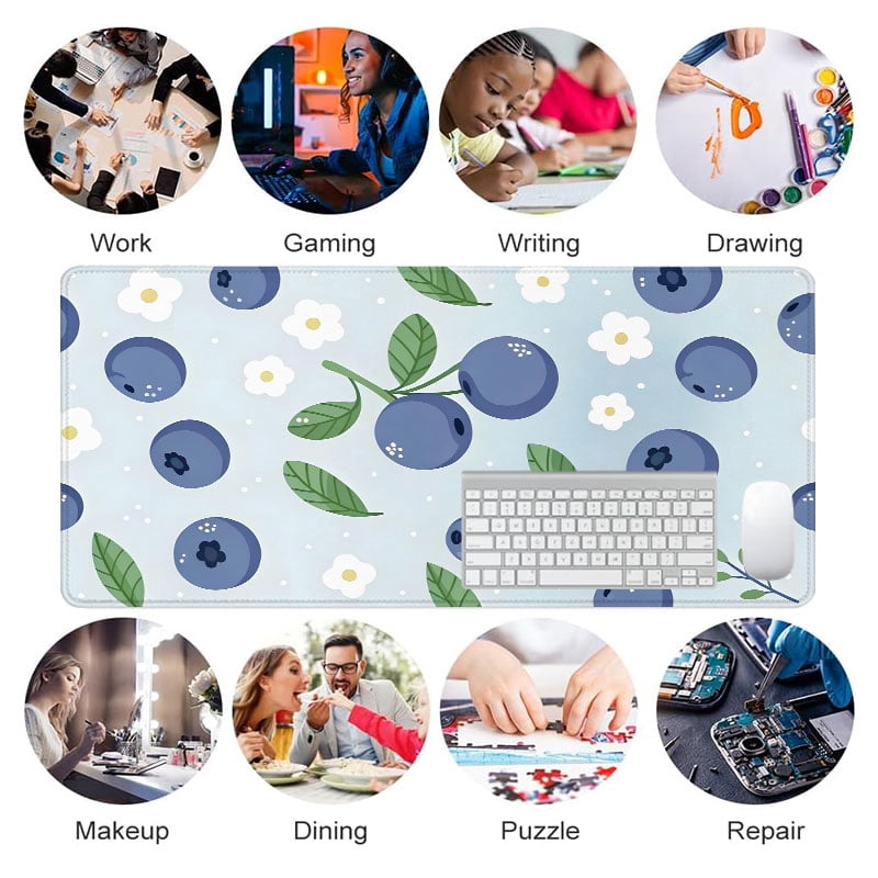 Blueberry Floral Mouse Pad 31.5 x 11.82 Inches Rubber Desk Mat for ...