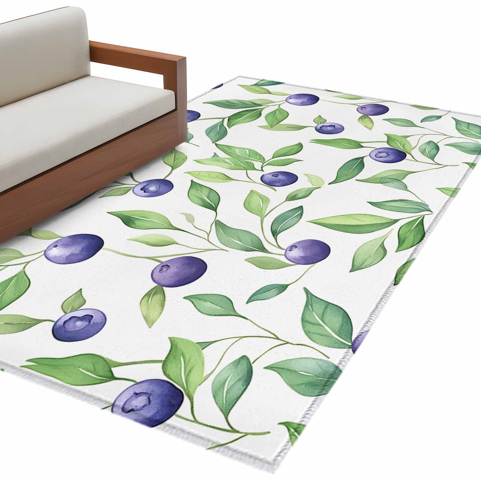 Blueberry Fruit Area Rug 2.7x5ft Hand Painted Watercolor Blueberry Non ...