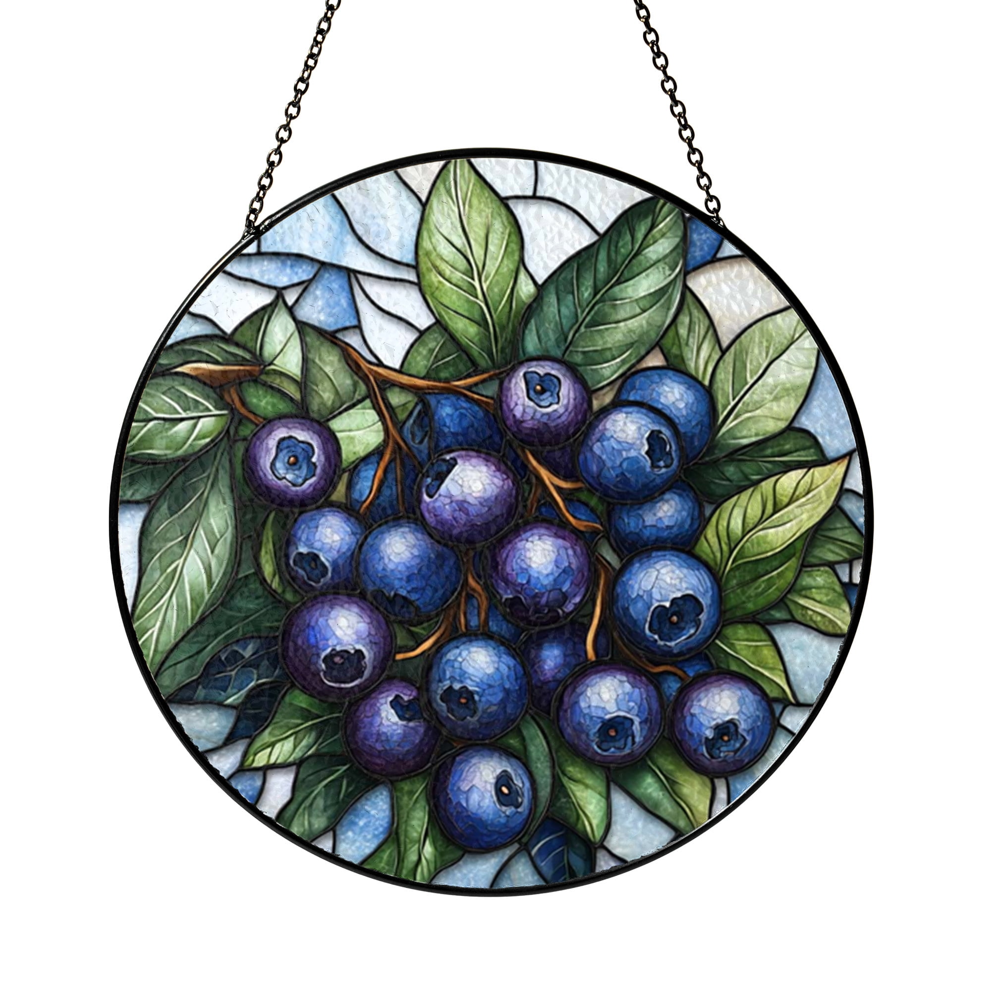 Blueberry Fruit Botanical Stained Glass Style Window Suncatcher ...