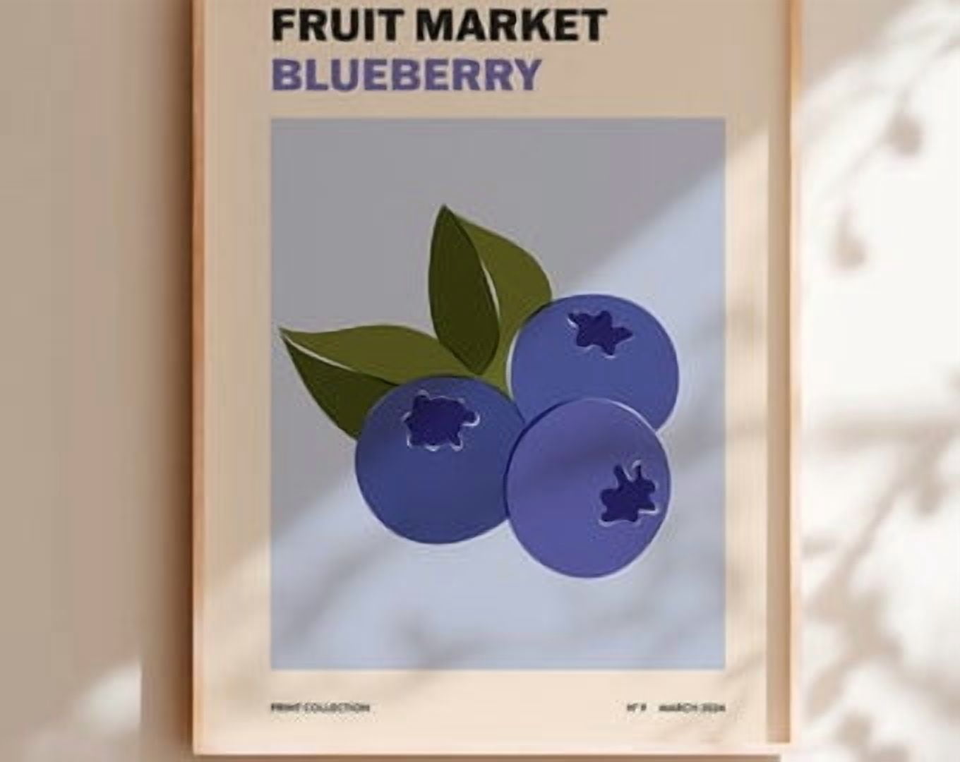 Blueberry Fruit Market Poster Abstract Kitchen Artwork Trendy Botanical ...
