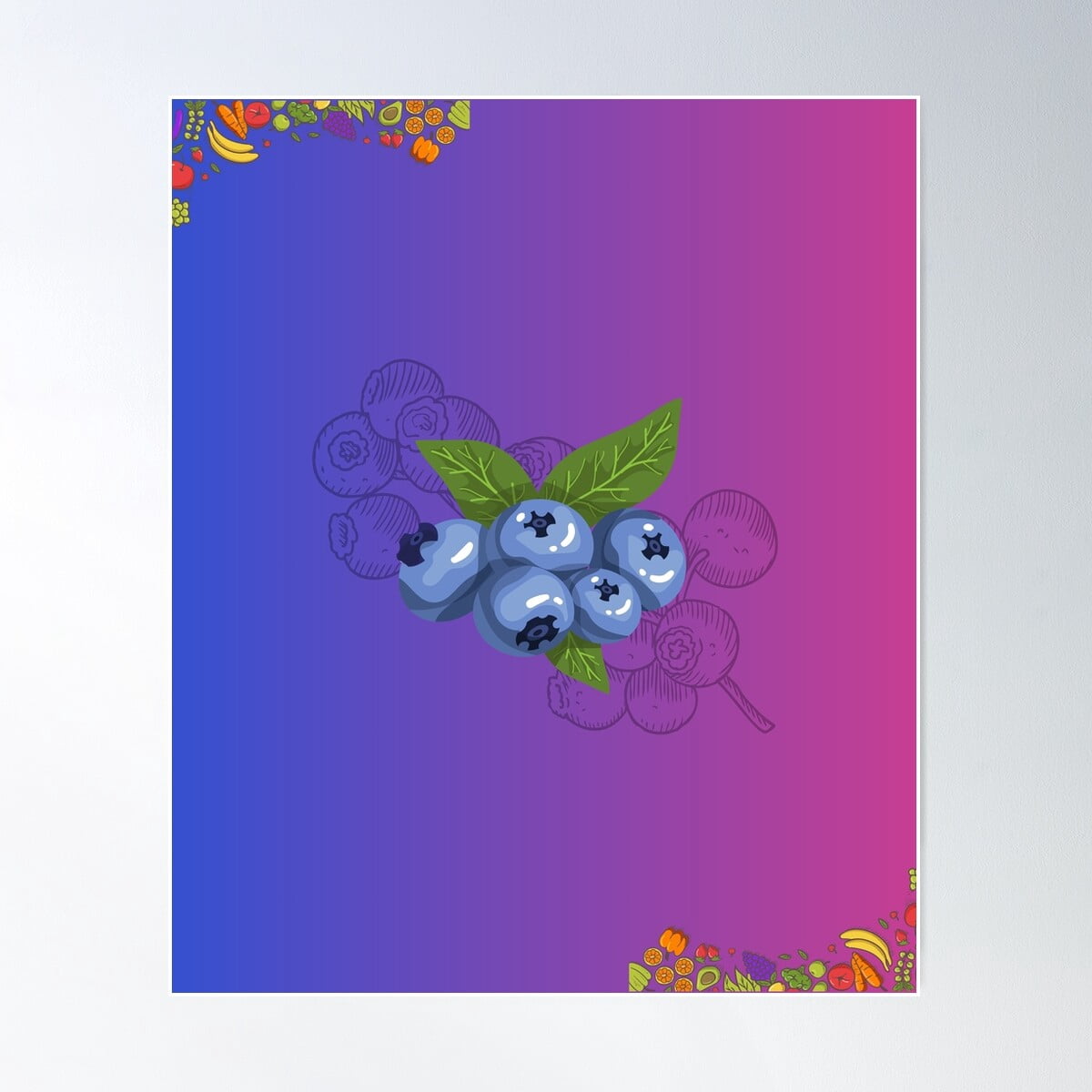 Blueberry Fruit Passion Style Poster Wall Art, Modern Wall Decor For ...