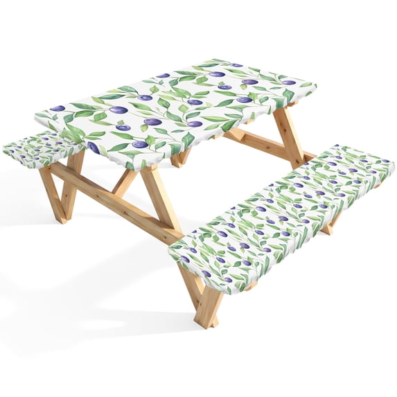 Blueberry Fruit Picnic Table Cover with Bench Covers Hand Painted ...
